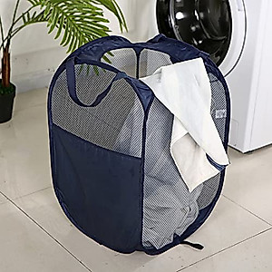 Nvatorfox 2 Pack Pop Up Storage and Laundry Hamper, Mesh Popup Laundry Hamper Portable, Durable Handles Collapsible for Storage and Easy to Open, for The Kids Room, College Dorm or Travel (Blue)
