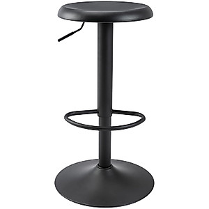 Brage Living Adjustable Bar Stool, Swivel Round Metal Airlift Barstool, Backless Counter Height Bar Chair for Kitchen Dining Room Pub Cafe, 1 pc (Black)