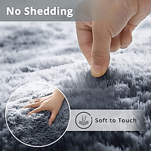 ROCYJULIN Area Rugs 6x9 for Bedroom, Fluffy Rugs for Living Room, Ultra Soft Non-Slip Large Shag Fuzzy Rug for Nursery, Kids, Girls, Boys, Dark Grey