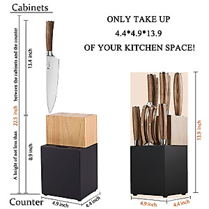 Kangdelun Natura Series 9 PCS Knife Block Set, Ultra Sharp High Carbon Stainless Steel with Wooden Handle