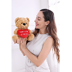 CHOIEO 10" Shawty U Fine Teddy Bear with Heart, Brown Plush Stuffed Animal Teddy Bear, Best Gifts for Girlfriend, Wife, Women, for Valentines Day, Birthday (Brown)