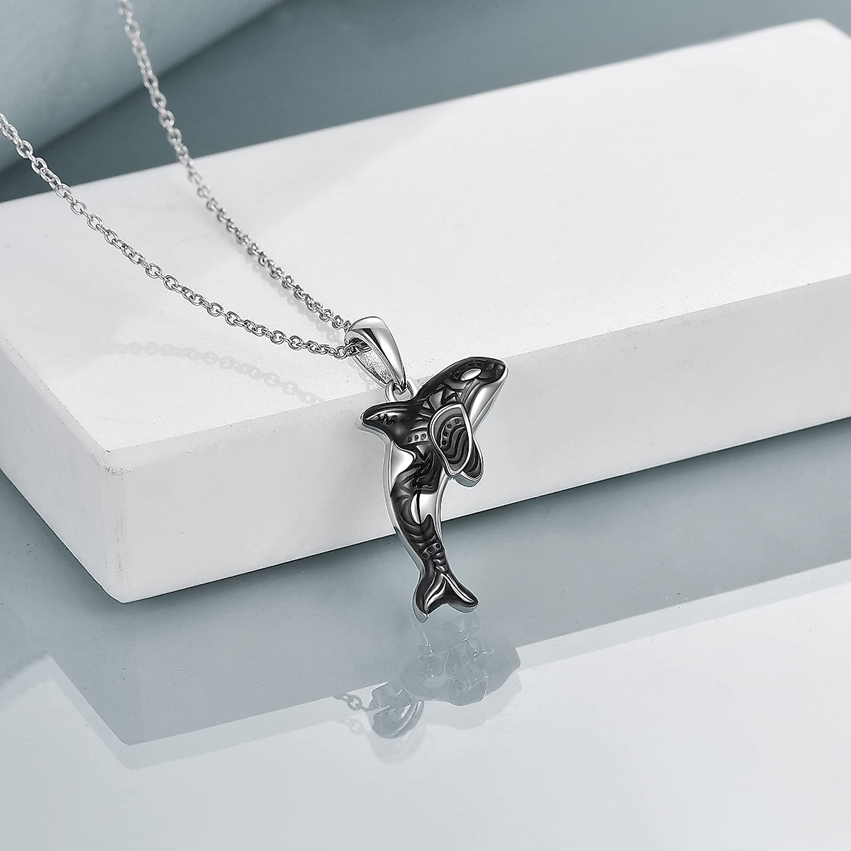 POPLYKE Sterling Silver Ocean Animal Killer Whale Necklace for Women Men Birthday jewelry Gifts