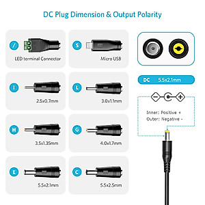 Belker 36W 3V 4.5V 5V 6V 7.5V 9V 12V Adjustable Voltage Universal AC/DC Adapter Power Supply for Household Electronics Security Camera Router LED Strip Light Keyboard Tablet - 3A 3000mA Max.