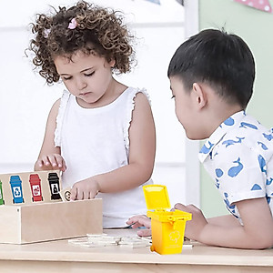 Yardwe Mini Trash Can Toy, 12PCS Plastic Push Vehicles Garbage Cans Curbside Vehicle Garbage Bin Kids Push Toy