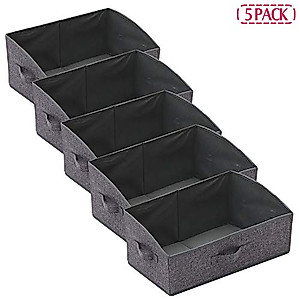 TENABORT 5 Pack Trapezoid Large Foldable Closet Storage Bins with Handle, Fabric Storage Organizer Cube Cloth Containers Linen Box Shelf Baskets for Clothes Clothing Shelves Wardrobe