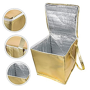 Cabilock Reusable Grocery Bag Insulation Foldable Shopping Shopping Tote Insulated Food Transport Food Warmer Grocery Aluminum Golden Takeout Food with Zipper Grocery Grocery Delivery Bag