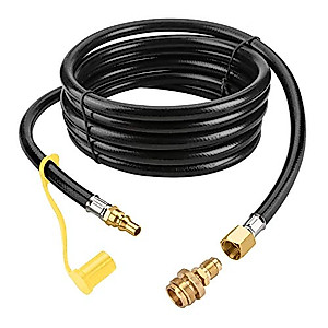 WADEO Bundle - 2 Items-Upgraded Propane Tank Gauge Level Indicator, LP Tank Gauge for 5-40 lb Propane Tank - 12 FT Propane Quick Connect Hose for RV to Gas Grill