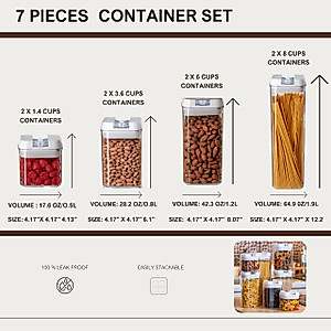 Generic Food storage hernetic container set, BPA free. For dry and fresh food, set of 7 pieces - leak proof, liner for better kitchen storage organization, WHITE