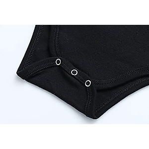 O2 BABY Organic Cotton Onesie Baby Girl Ruffle Romper Long Sleeve Bodysuit Jumpsuit with Headband Outfit Set for Infant(3-6Months,Black)