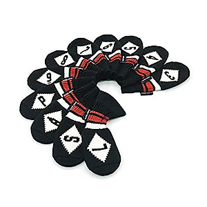 HUGELOONG Golf Iron Headcovers Set 11PCS(3~9,P,A,S,L) -Number on Both Side-Golf Club Head Covers Fit Most Irons-Black/White/red
