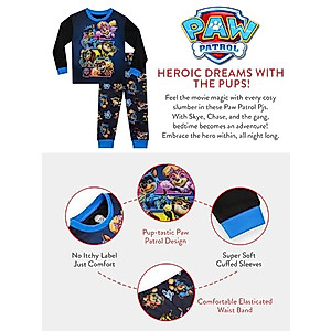 Paw Patrol Pajamas | The Mighty Movie Pajamas For Boys | Marshall Chase And Skye PJs For Kids | Blue | 8