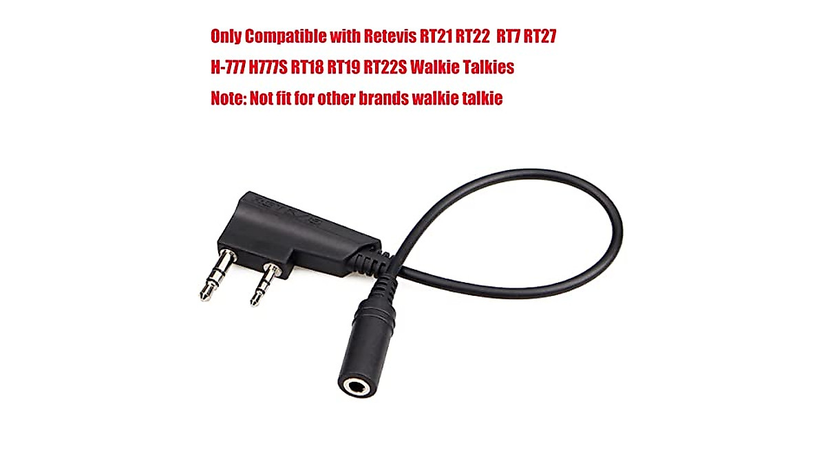 Retevis 2 Pin to 3.5mm Headset Adapter for RT Series Walkie Talkies