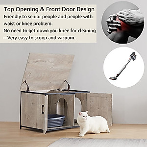 unipaws Top Opening Cat Litter Box Enclosure, Flip Top XL Extra Large Cat Box Furniture, Friendly to Elderly People, High Jumbo Automatic Litter Box Cover Hidden for Large Cat