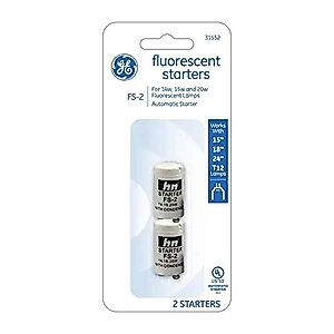 GE FS-2 Fluorescent Starters, 2-Pack