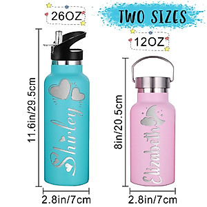 Yananka Personalized Water Bottles with Straw Lid 26 12 oz Custom Stainless Steel Water Bottle Customized with Engraved Name Text Logo for Women Men