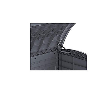 Duramax Cedargrain StoreAway 1200L Plastic Garden Storage Shed / Arc Lid - Outdoor Storage Bike Shed – Durable & Strong Construction– Ideal for Tools, Bikes, BBQs & 2X 240L Bins, 145x85x125 cm, Grey