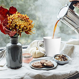 AVLA Set of 6 Porcelain Coffee Mugs, 12 Ounce Large Mugs Sets Ceramic Cup with Handle for Coffee, Tea, Cocoa or Chocolate, White