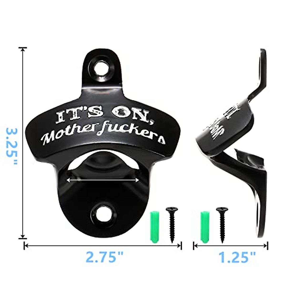 Tebery 4 Pack Black Bottle Opener Wall Mounted with Screws Anchors, Funny Bar Accessories Essential Beer Opener for Men Dad Beer Lovers, Novelty Birthday Fathers Day