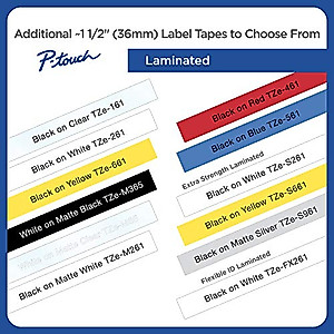 Brother P-Touch TZe-M365 White Print on Matte Black Label Tape 1.4” (36mm) Wide x 26.2’ (8m) Long