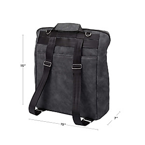 Petunia Pickle Bottom Cinch Convertible Diaper Bag Backpack for Busy Parents, Stylish, Spacious, & Secure, Fits All Essentials for Everyday Use or Travel (Midnight Leatherette)