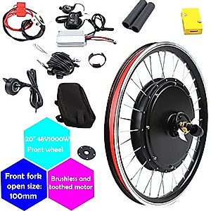 Qiucenmium Electric Bike Conversion Kit 20" 48V 1000W, Front/Rear Wheel E-Bike Conversion Kit with Powerful Controller and Thumb Throttle, Ebike Wheel Kit Cycling Hub Conversion Kit for Adults
