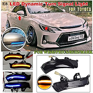 Hacreyatu For-Volvo V40 CC II V60 S60 2011-2018 S80 V70 III Dynamic Side Wing LED Turn Signal Blinker(Blue)