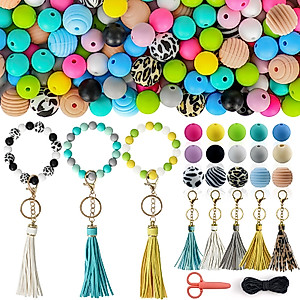255Pcs Silicone Beads, Silicone Beads for Keychain Making, 12mm 15mm Loose Beads for Keychain Making 15 Colors Bead Bracelet Making kit, Craft Necklace Beads for DIY Jewelry Making