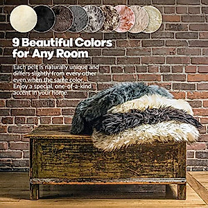 Natural Sheepskin Rug with Thick and Lush 2.5 Inch Pile | Fluffy, Hypoallergenic Sheep Fur Rug with Anti-Skid Back | 2 x 3 ft Small Sheepskin Wool Area Rugs, Grey