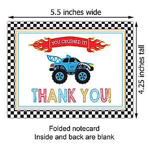 Monster Truck Thank You Card - Set of 20 Folded cards with envelopes