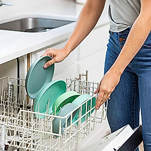 Grow Forward Bamboo Kids Plates and Bowls Set - 4 Bamboo Plates for Kids and 4 Bamboo Bowls for Kids - BPA Free & Dishwasher Safe - Eco Friendly Reusable Biodegradable Childrens Dishes - Rainforest