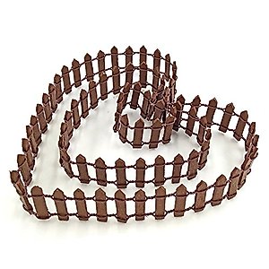 Galaoma 40 Inch Miniature Fairy Garden Micro-Landscape Ornament Trim Fence Small Flower Plant Pot Best Decor Christmas Moss Wooden Crafts DIY Brown