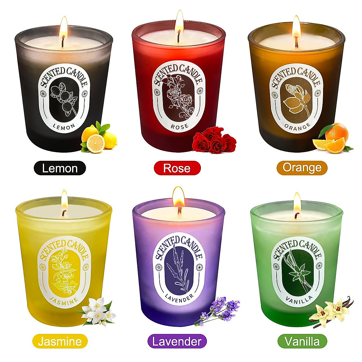 Scented Candles Gift Set of 12 Pack, Glass Jar Candles for 6 Scented, Long Lasting Soy Wax Aromatherapy Candle Set, Best Gifts with Gift Box for Every One