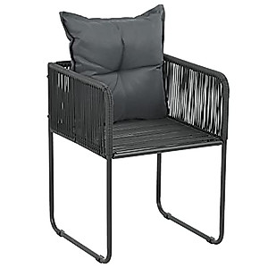 WFAUIBR Dining Set 7 Piece Patio， Patio Furniture Set ，Lawn Chairs Set ，The Patio Set is Perfect for a Small Backyard or Balcony, and Serves as a Relaxing Place to Enjoy time Outdoors，Black/B