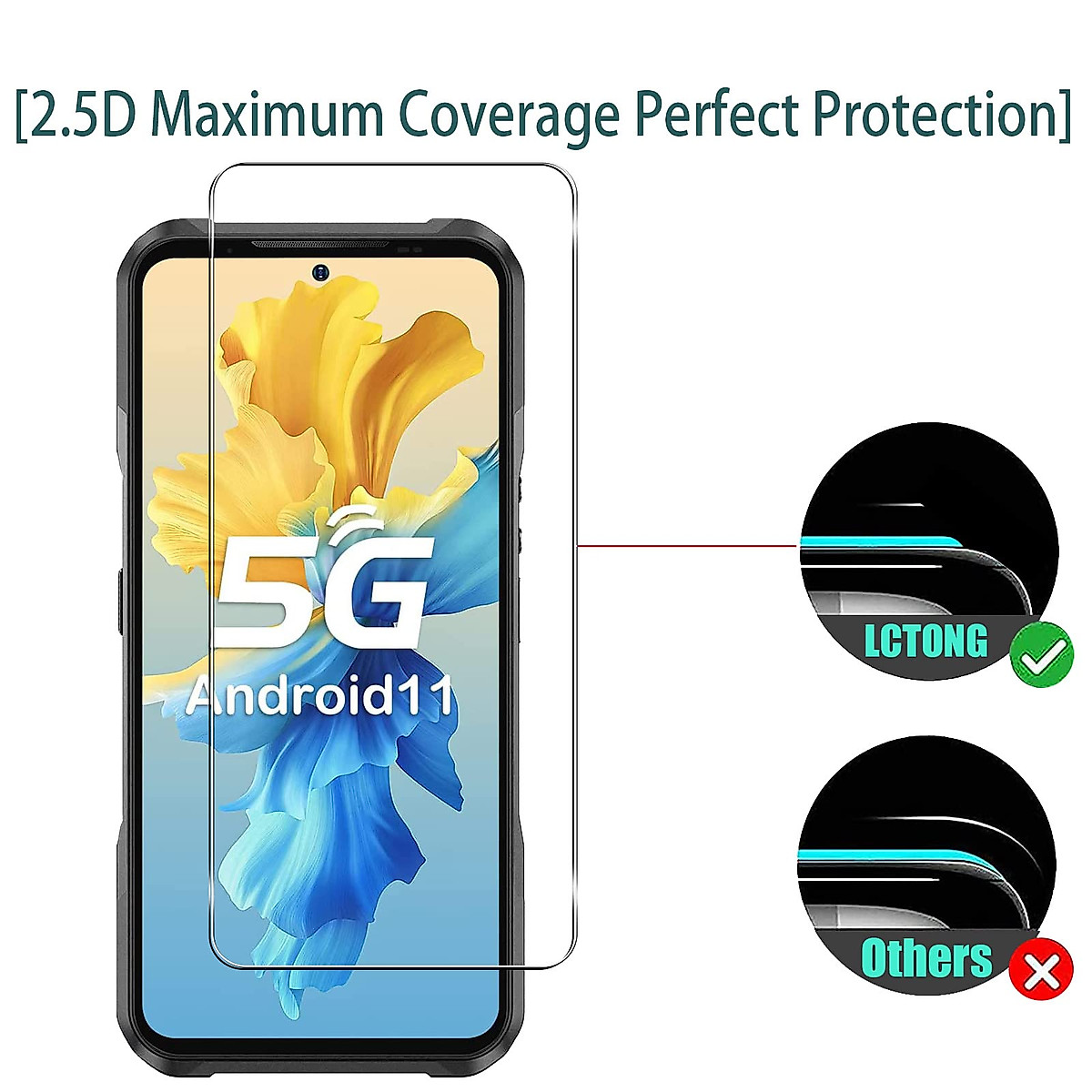 LCTONG (3 Pack) Screen Protector for DOOGEE V20 (2022)- Bubble Free- Scratch Resistant- Easy to Install, 9H Hardness Tempered Glass Screen Protector Compatible DOOGEE V20 (2022)