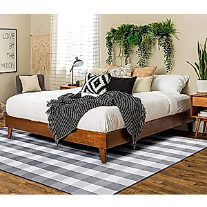 KOZYFLY Buffalo Plaid Area Rug 5 x 7 Ft Gray and White Checkered Rug Washable Outdoor Patio Rugs Cotton Rugs for Living Room Carpet for Living Room Outdoor Dining Room Bedroom Farmhouse Rug