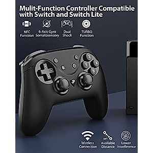 YCCTEAM Switch Controller Compatible With Switch/Switch Lite/Switch Oled, Switch Pro Controller with NFC, Turbo, Dual Vibration Function and Wake Up