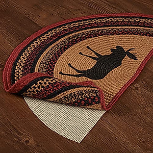 VHC Brands Cumberland Rustic Kitchen Rug, Cozy Natural & Dyed Jute Moose Pattern Tan Entryway Doormat Half Circle 16.5x33