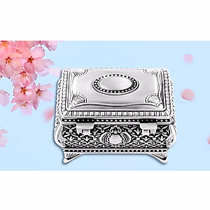 Uloveido Rectangle Shape Small Trinket Box - Retro Ring/Earrings/Necklace Storage Jewelry Organizer Case, Metal Treasure Chest Keepsake Gift Box for Women Girls Y2348