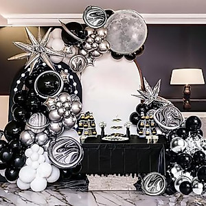 Paready Black Silver Balloons, Black White Party Balloons 12 Inch Metallic Silver and Black White Latex Balloons Silver Black Helium Balloons for Boys Birthday Party Baby Shower Wedding Graduation