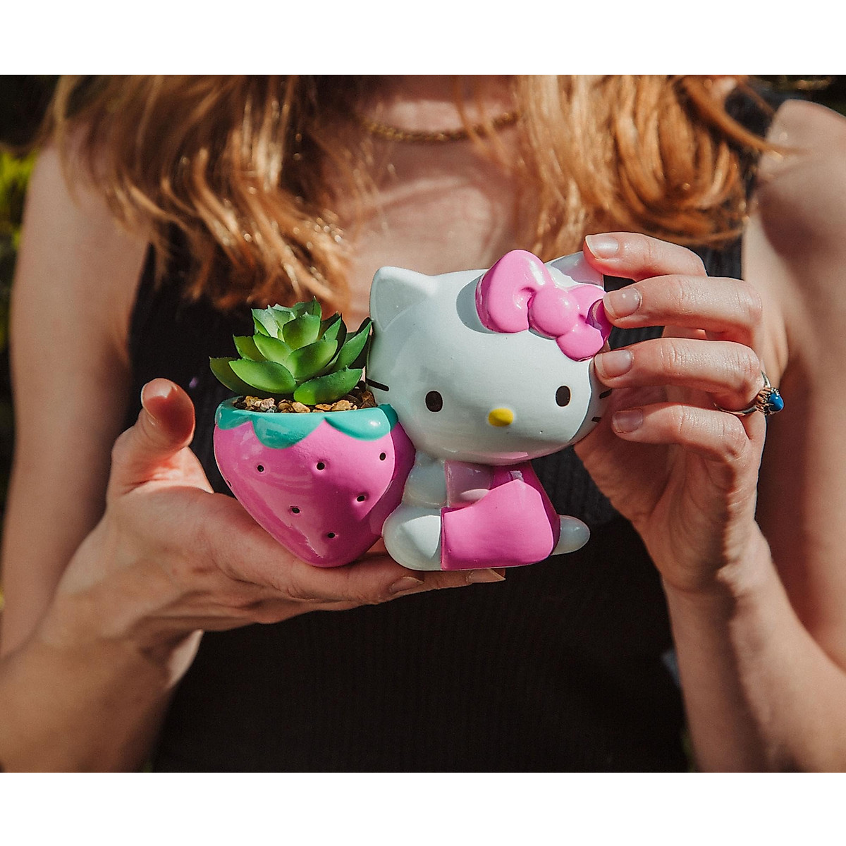 Toynk Sanrio Hello Kitty Strawberry 5-Inch Planter with Artificial Succulent