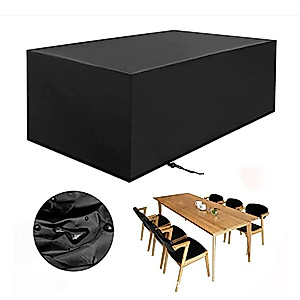 Patio Furniture Cover Waterproof Heavy Duty Cover Outdoor Table Covers Lawn Chair Sofa Fabric Covers Sets for Table Protection Dining Table and Chair Dustproof Cover,Black 91L x 91W x 28H Inches