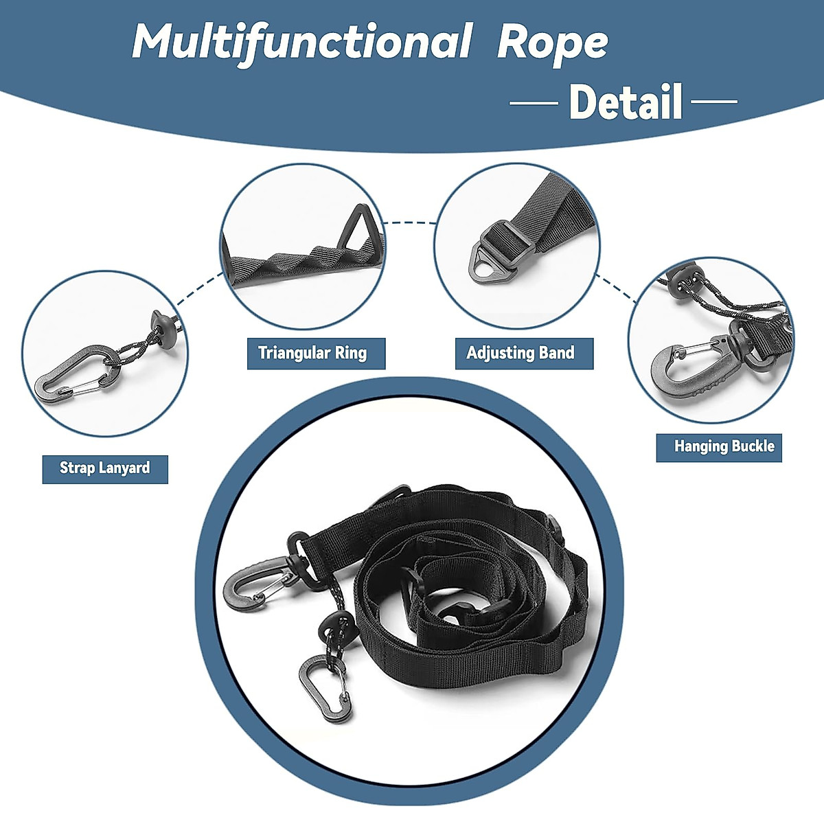 SAMIQU Multifunctional Trekking Rope,Ideal Hiking Accessory,4.4ft Nylon Rope Perfect for Camping, Clothesline,Hanging Water Bottle,Hiking Pole Holder