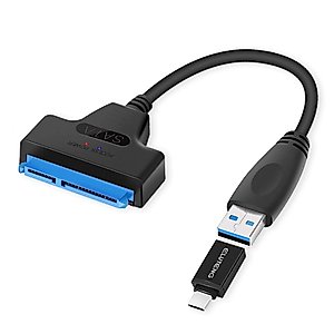 ELUTENG USB 3.0 SATA Adapter 2.5 Inch SATA to USB 3.0 Cable 22 Pin 7+15 HDD / SSD Cord Support UASP Serial ATA III Compatible for 2.5 SATA Hard Drive (USB C to SATA)