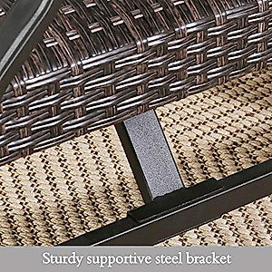 Ulax Furniture Outdoor Wicker Club Chairs Patio Wicker Padded Rocking Motion Conversation Arm Chair for Poolside, Garden, Porch, Set of 2