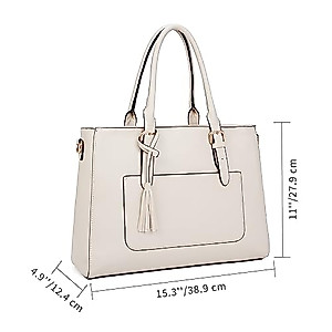 Laptop Tote Bag for Women, Cute Computer Bag Large Laptop Purse Shoulder Handbag Work Tote Briefcase Top Handle Satchel for Women - Beige