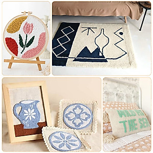 85" x 85" Primary Tufting Cloth with Marked Lines,Monk Cloth Fabric for Punch Needle,Large Overlocking Tufting Cloth,Burlap Tufting Cloth for DIY Rug-Punch Tufting Gun