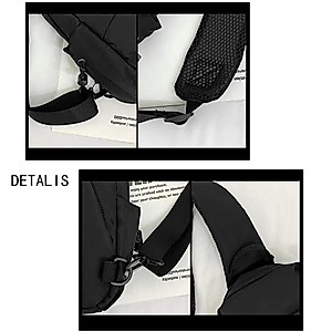 Small Black Sling Crossbody Backpack Shoulder Bag for Men Women, Lightweight One Strap Backpack Sling Bag Backpack for Hiking Walking Biking Travel Cycling Port-Nylon, Medium