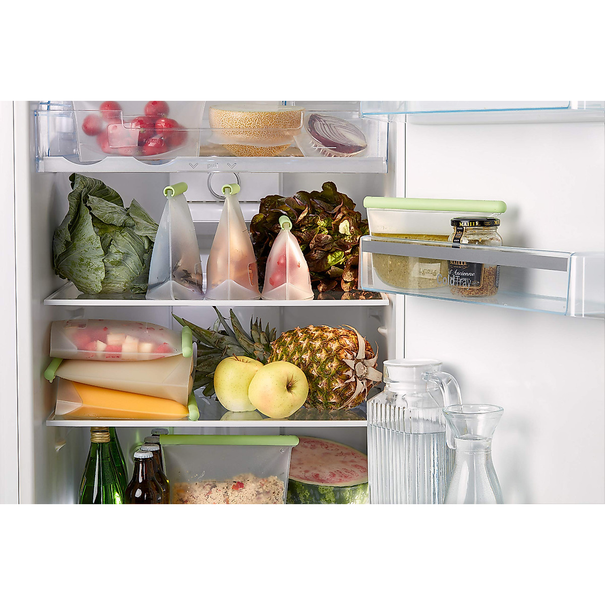 Lekue Silicone airtight Storage, 1000ml/4.25cups Reusable Food Bag, 4.25 cups, frost