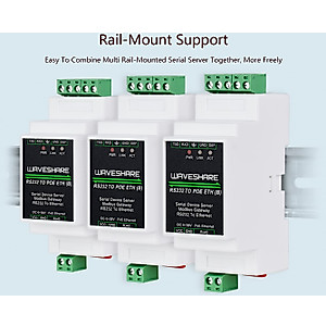 waveshare RS232 to POE RJ45 Ethernet Module, Industrial Rail-Mount RS232 Serial Server with POE Funtion, TCP/IP to Serial, Support Modbus Gateway, Bi-Directional Between RS232 and Ethernet