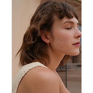 S.Leaf Cubic Zirconia Stud Earrings with Chain Sterling Silver Dangle Earrings for Women (cz-gold)